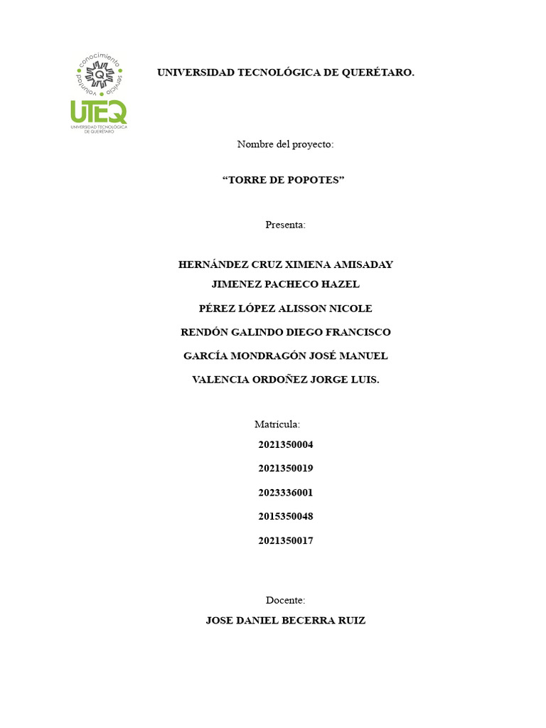 Torre de Popotes | PDF