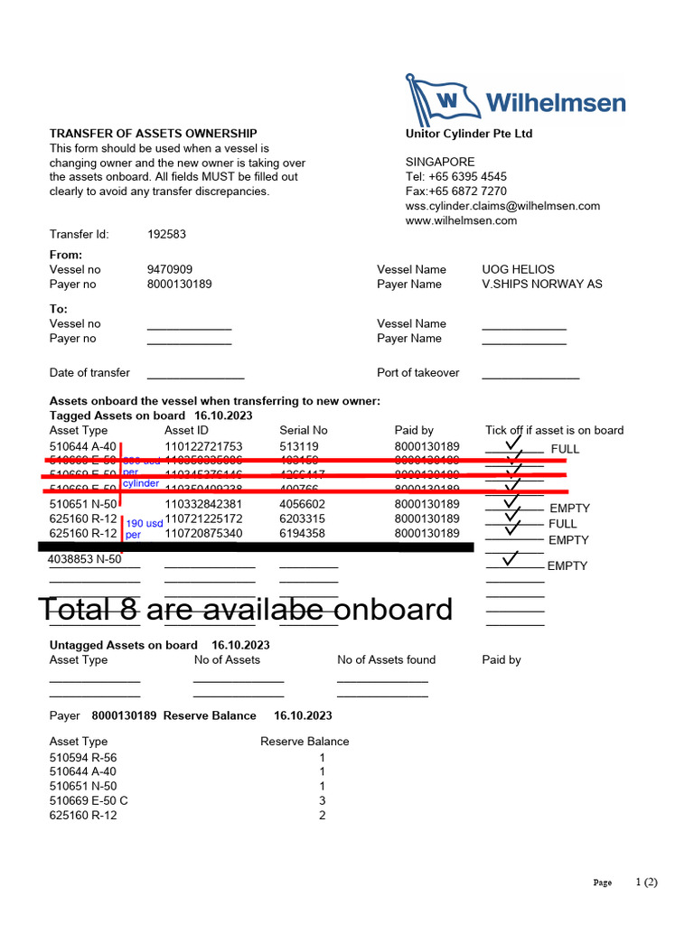 Asset Transfer Ownership Form | PDF | Business | Technology & Engineering
