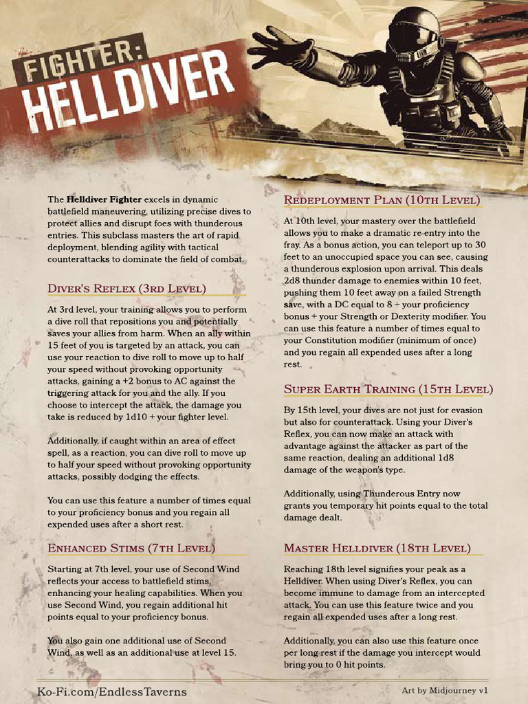 Helldiver Fighter DND 5e v1 | PDF