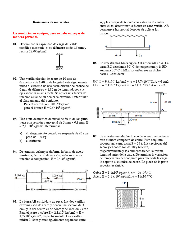 Ejercicos T1 Resis Materiales | PDF | Acero | Ingeniería de Edificación