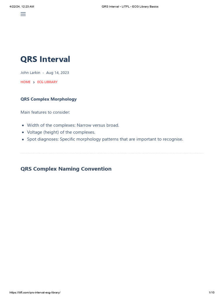 QRS Interval - LITFL - ECG Library Basics | Download Free PDF ...