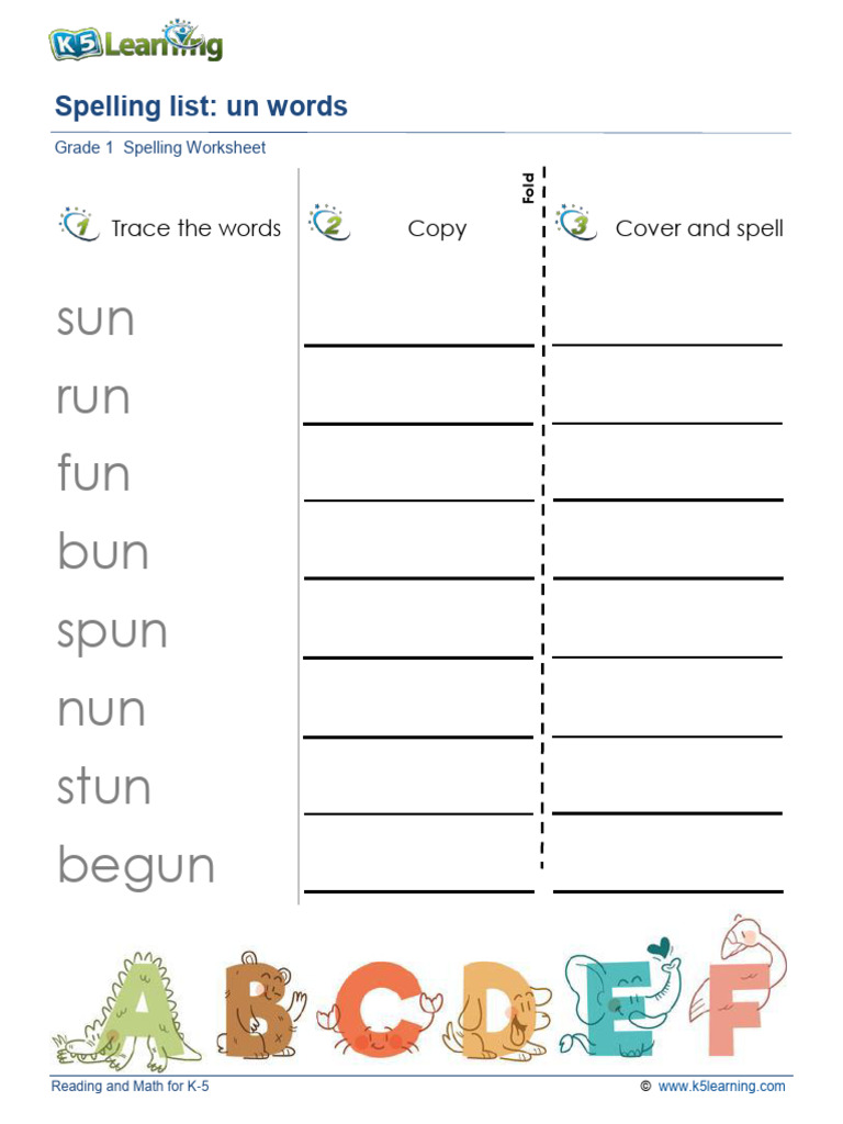 Grade 1 Spelling Worksheet: "Un" Words | PDF | Foreign Language Studies ...