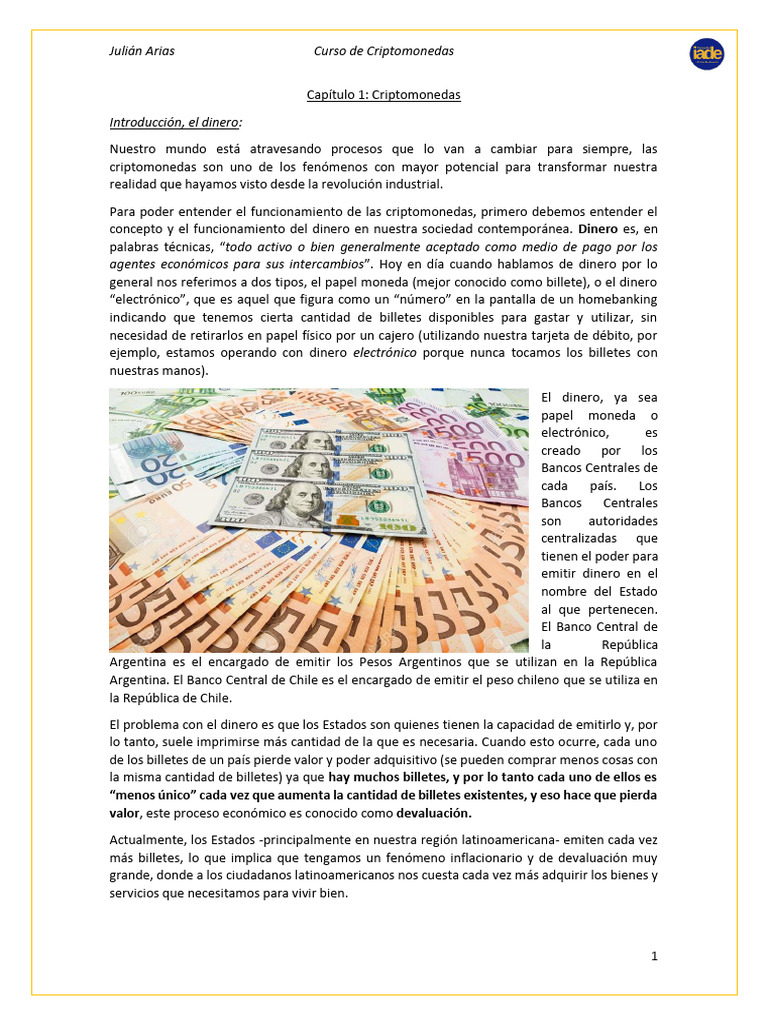 Cap Tulo 1 - Criptomonedas | PDF | Dinero | Criptomoneda