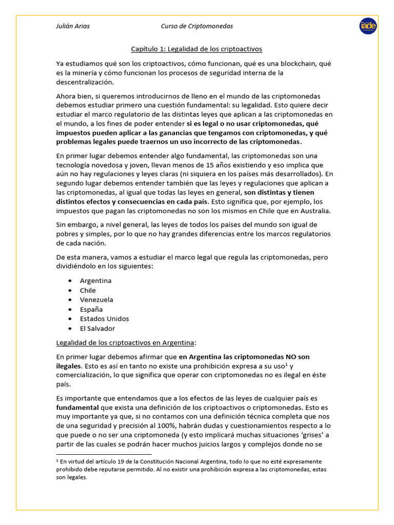 Cap Tulo 1 - Legalidad de Los Criptoactivos | PDF | Criptomoneda | Bitcoin
