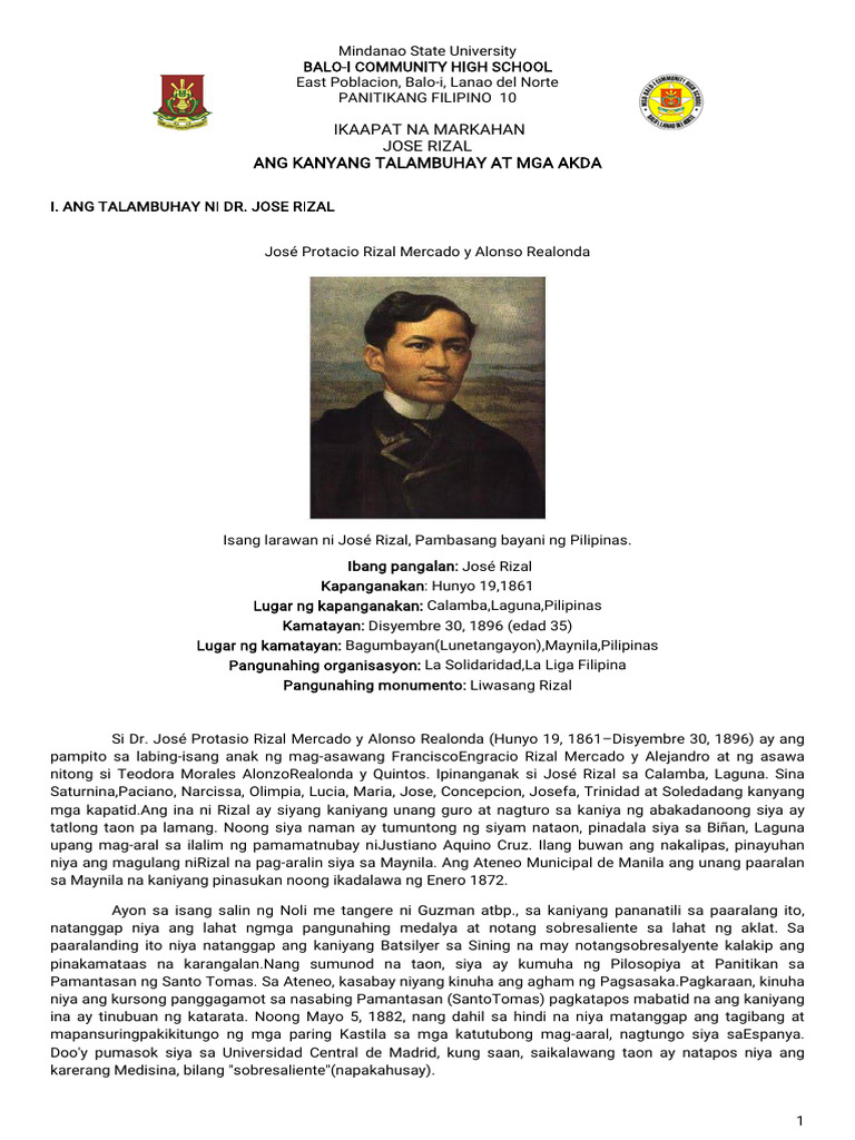 Jose Rizal Report | PDF