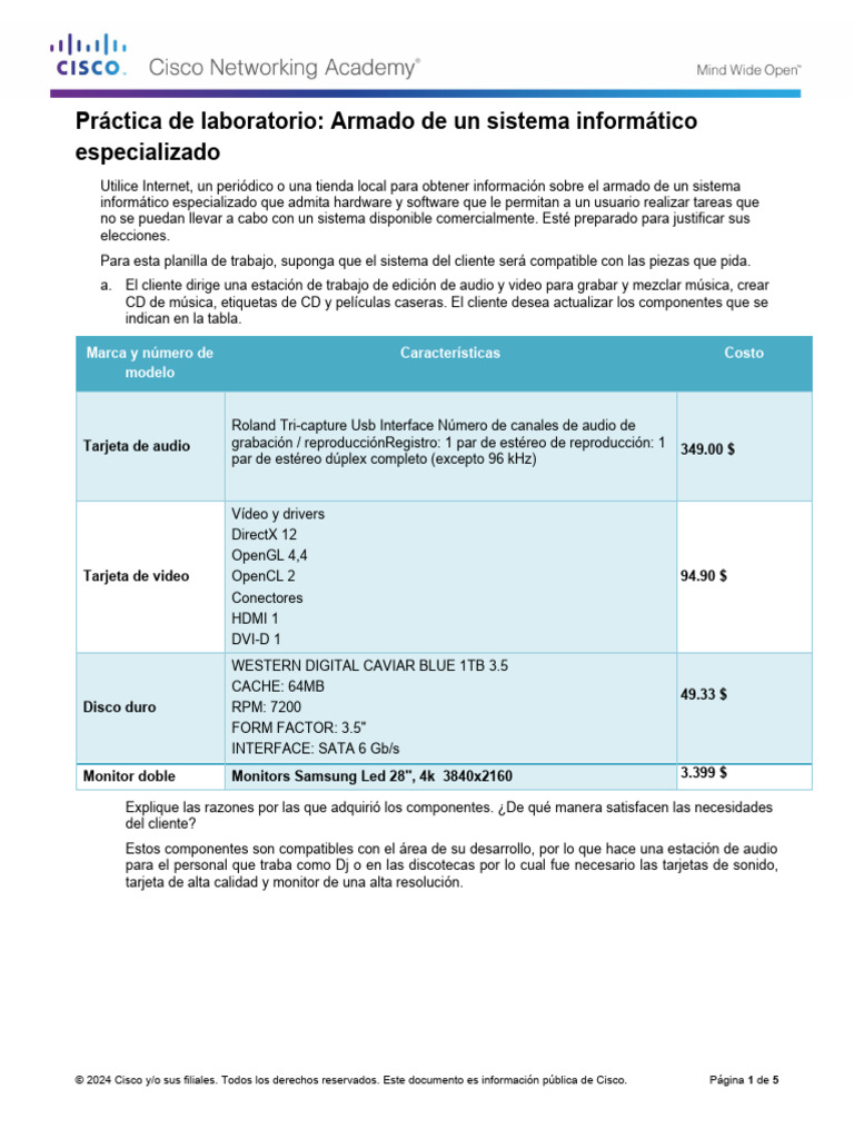 Practica 4.1 - Armado de Un Sistema Informático Especializado | PDF | Disco compacto | Memoria ...