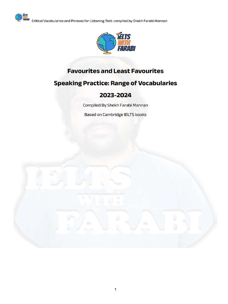 Speaking Range of Vocabulary Practice 1 | PDF