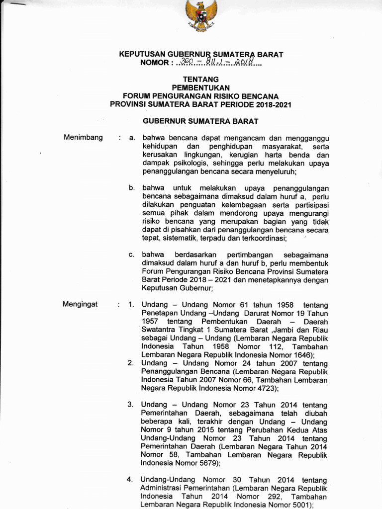 SK FPRB Sumbar 2018-2021 | PDF