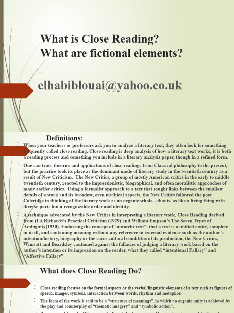 What Is Close Reading | Download Free PDF | Narration | Irony