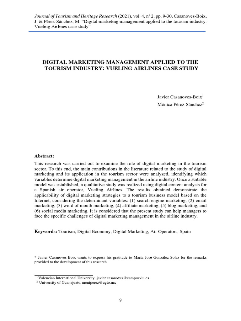 Digital Marketing Management Applied To The Tourism Sector - Vueling Airlines Case Study | PDF ...