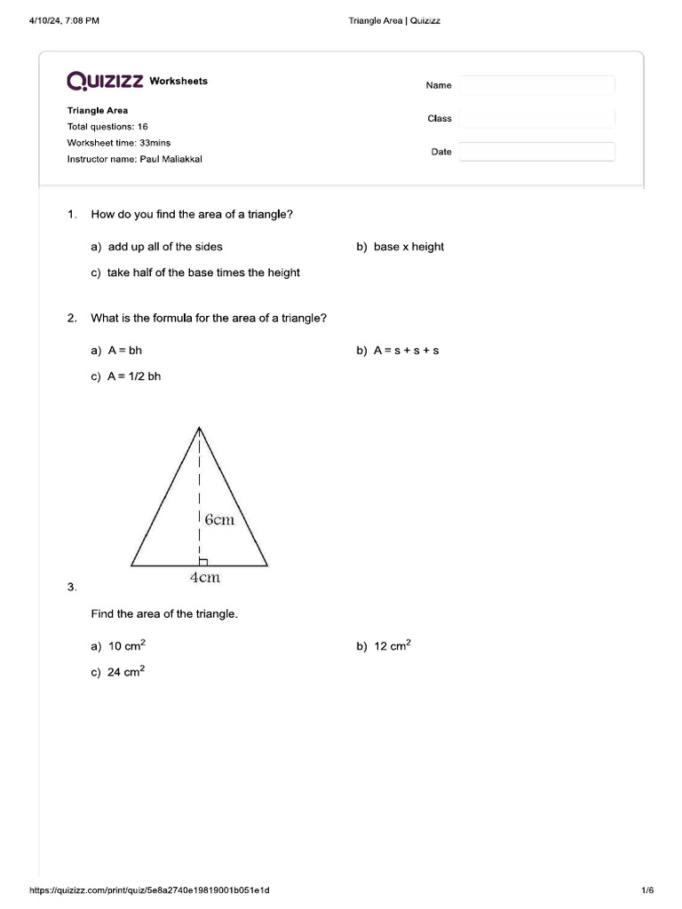 Triangle Area | PDF