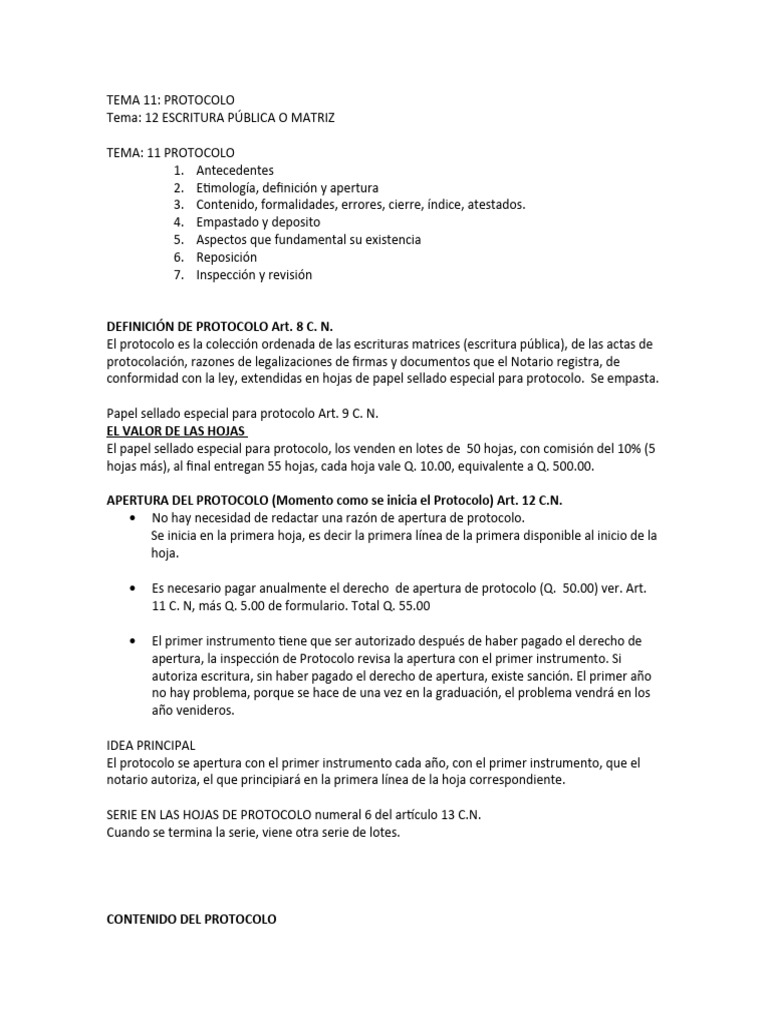 Derecho Notarial El Protocolo | PDF | Finanzas y dinero | Derecho