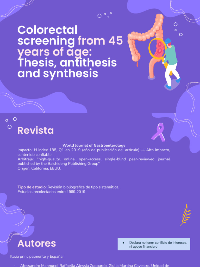 Colorectal Screening Thesis, Antithesis and Synthesis: From 45 Years of ...