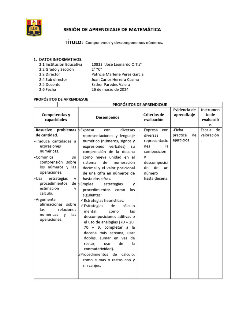 Sesión Composicion y Descomposición | PDF | Aprendizaje | Cognición