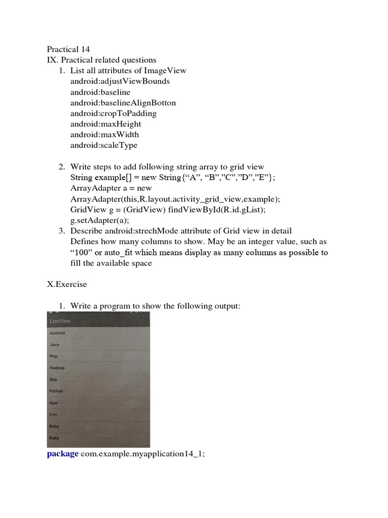 Practical 14 16 | PDF | Android (Operating System) | Computer Programming Practical 14 16 | PDF | Android (Operating System) | Computer Programming