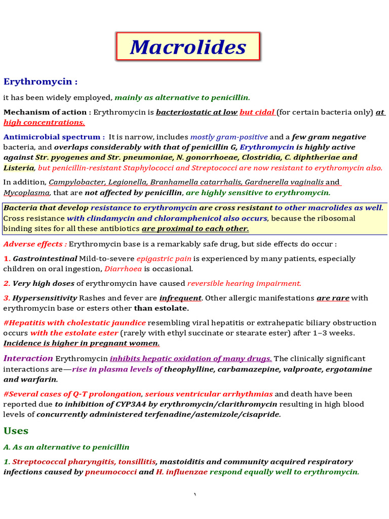 6 Macrolides | PDF | Pneumonia | Penicillin