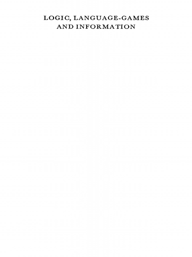 Logic, Language-Games and Information Kantian Themes in The Philosophy ...