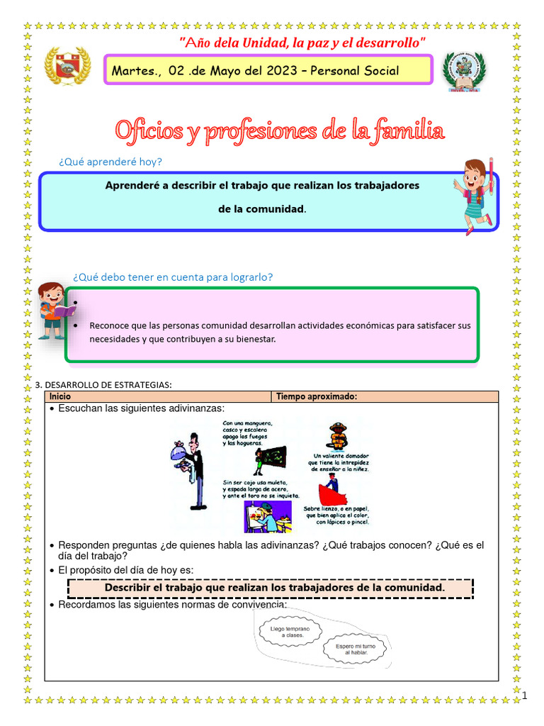 Actividad 02 de Mayo Personal Social - Oficios y Profesiones D Ela ...