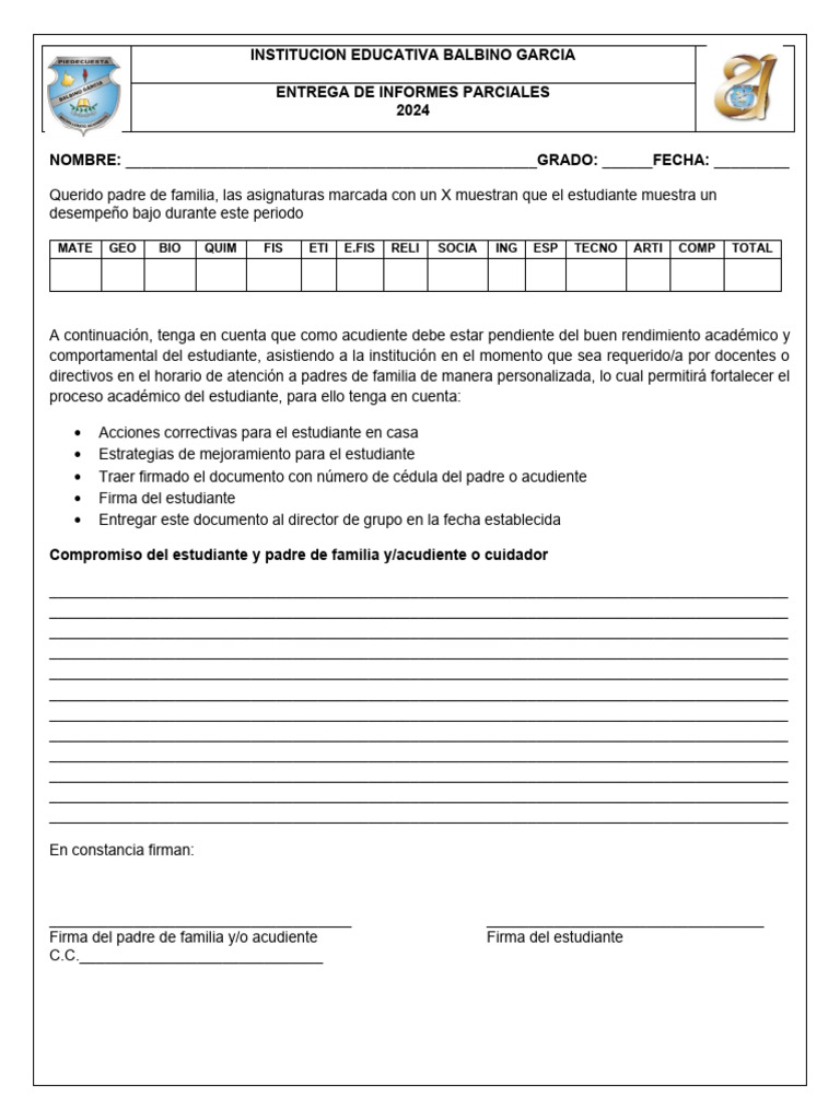 Formato Informe Parcial | PDF