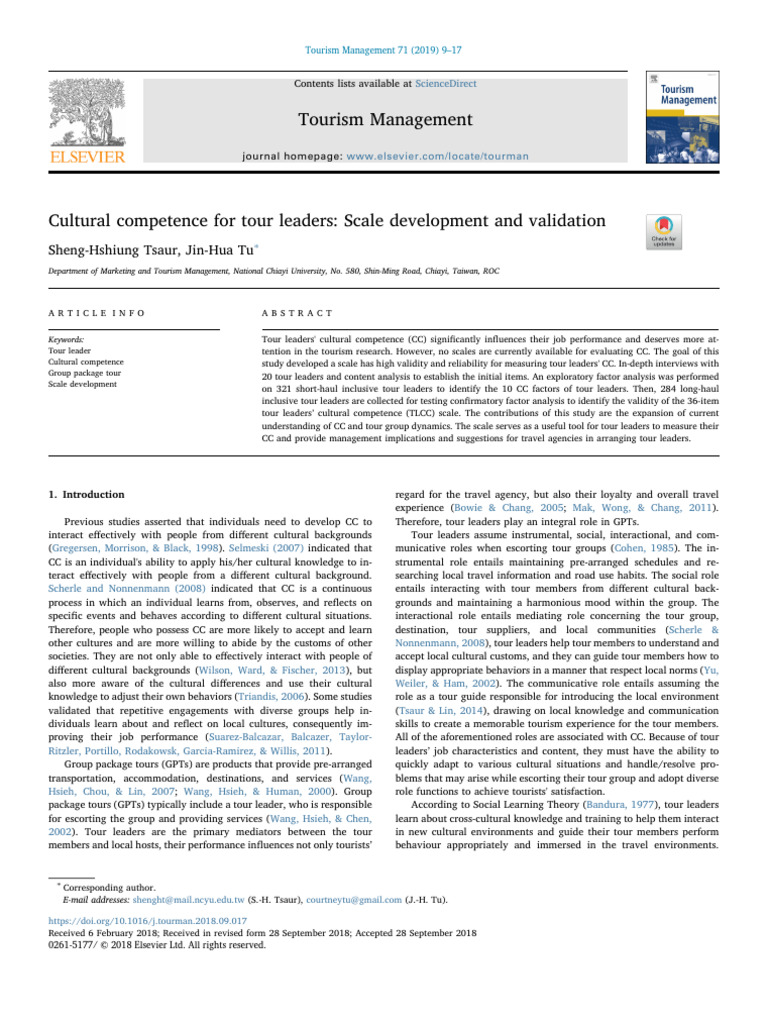 Tour Leaders' Cultural Competence Scale | PDF | Intelligence | Cognition