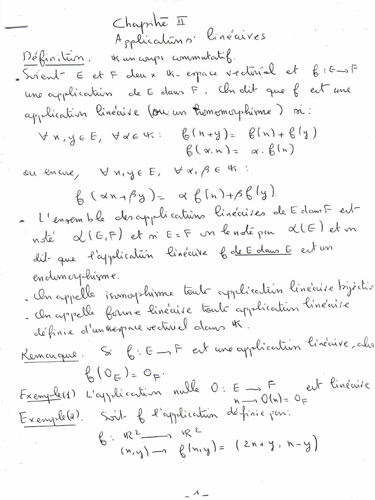 Chapitre 2 - Applications Lineaires | PDF