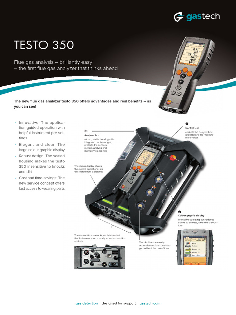 Testo 350 Gas Analyser Brochure - 0 | PDF | Pump | Sensor