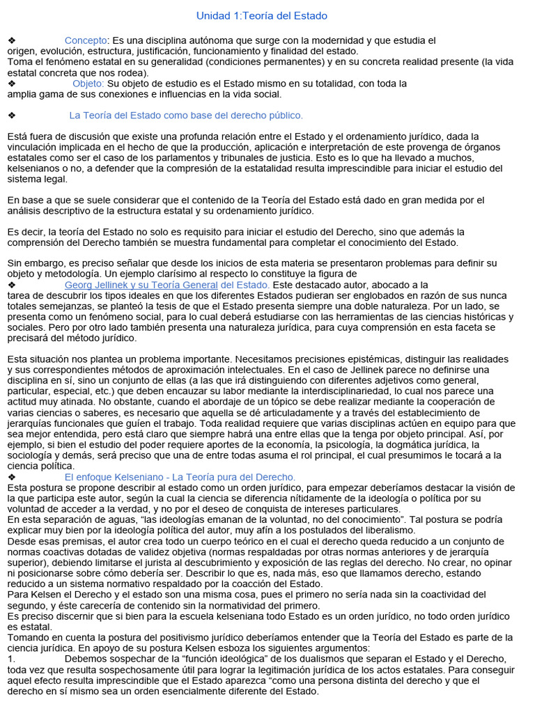 Unidad 1 - Teoría Del Estado | Descargar gratis PDF | Estado (política) | Teoría