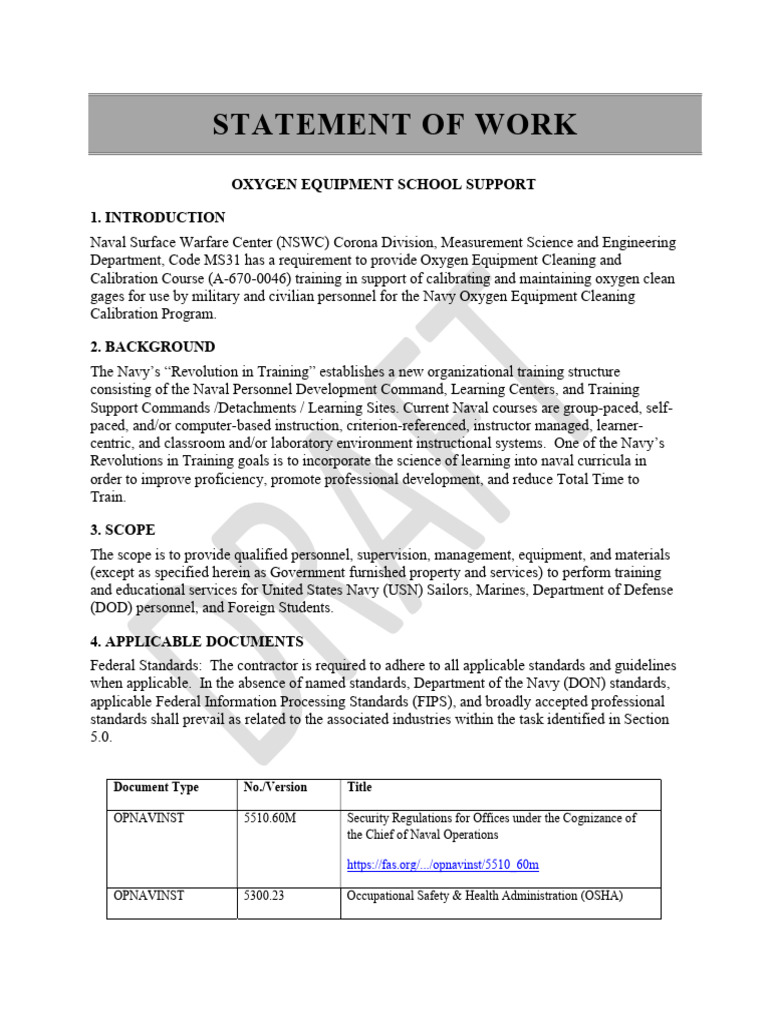 SOW_Draft | PDF | United States Navy | Calibration