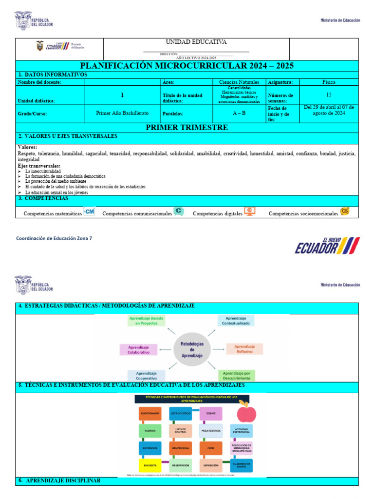 Planificación Primer Trimestre Física 1ro Bachillerato 2024-2025 | PDF | Vector Euclidiano ...