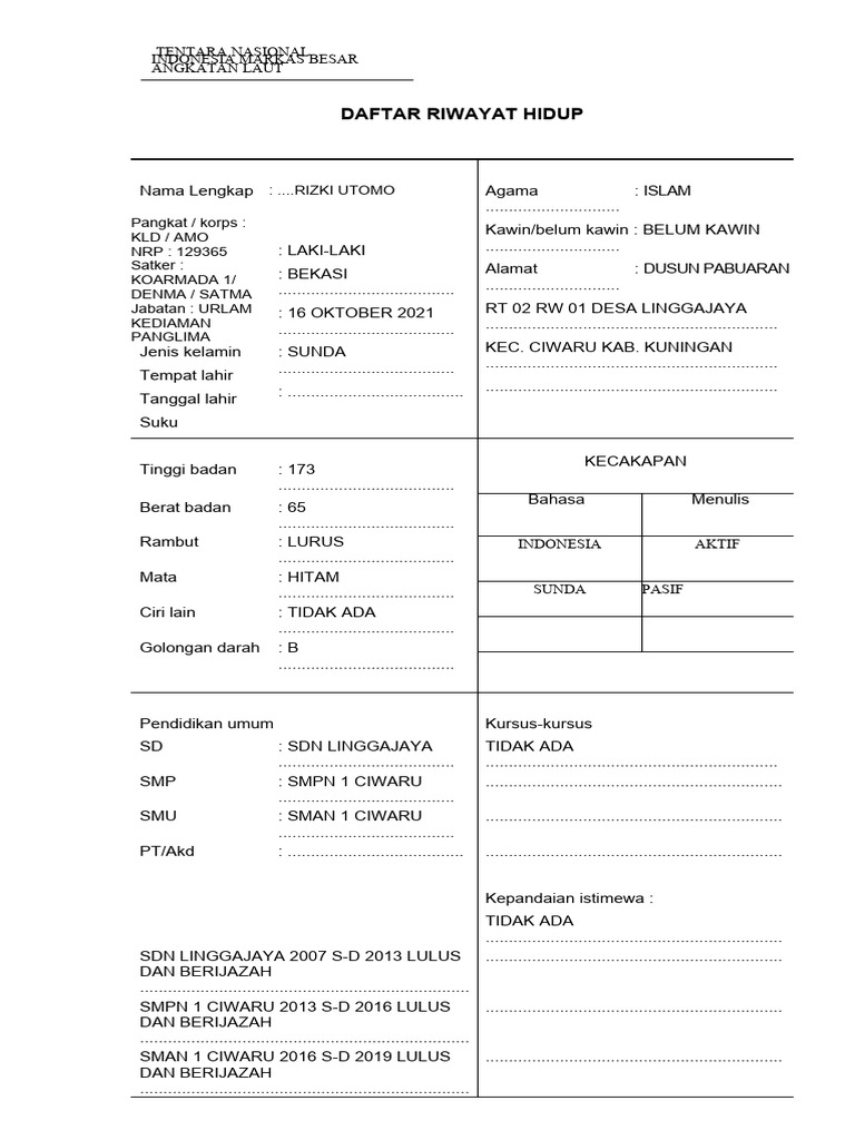 Blangko Administrasi TNI Angkatan Laut | PDF