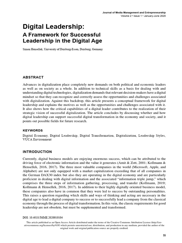 Digital Leadership Framework for Success | PDF | Leadership ...
