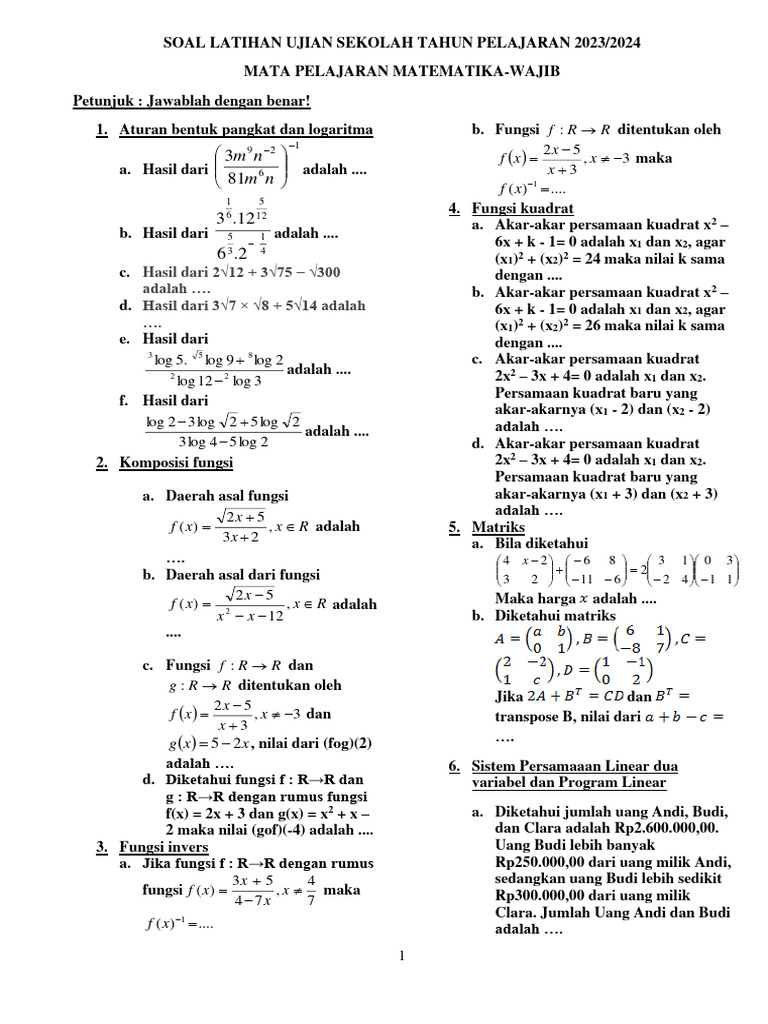 Soal Persiapan Us 24 | PDF | Metode & Bahan Ajar