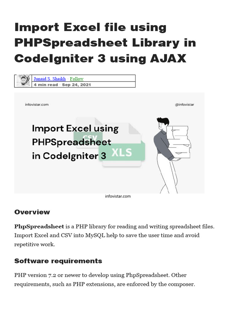 Import Excel File Using Phpspreadsheet Library In Codeigniter 3 Using Ajax Pdf Microsoft