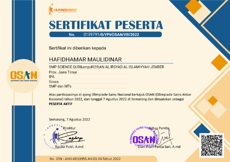 Cert - IPA - OSAN 2022 | PDF
