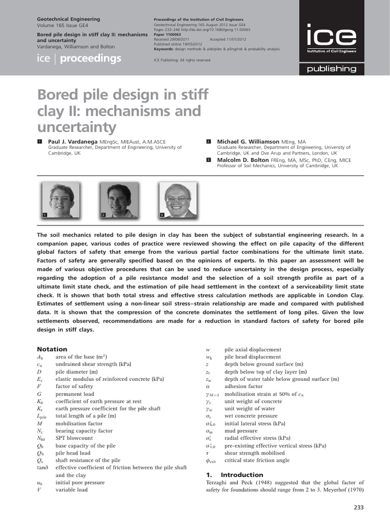 Bore Pile and Stiff-Clay | PDF | Geotechnical Engineering | Soil Mechanics