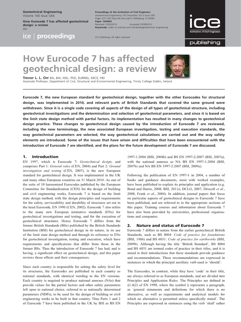How Eurocode 7 Has Affected Geotechnical Design | PDF | Geotechnical ... How Eurocode 7 Has Affected Geotechnical Design | PDF | Geotechnical ...