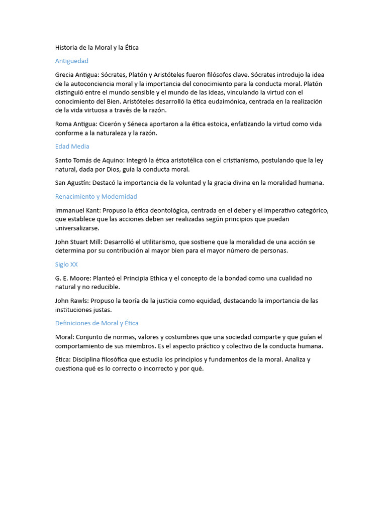Historia de La Moral y La Ética | PDF | Moralidad | Virtud