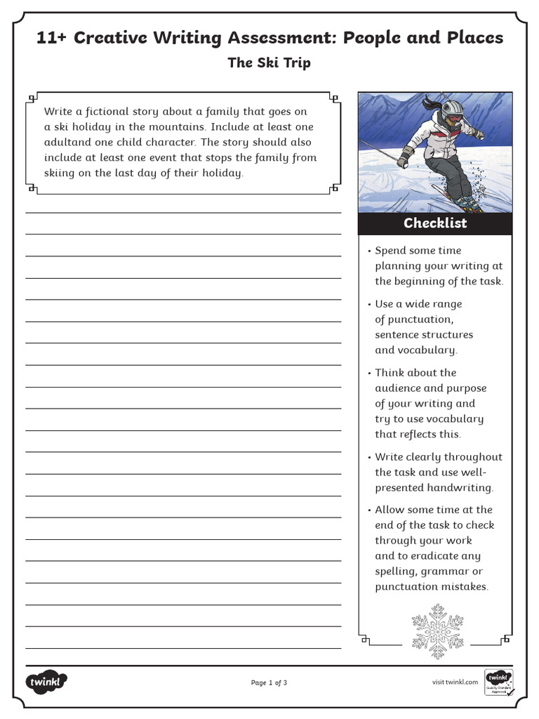 11+ Creative Writing Assessments The Ski Trip | PDF
