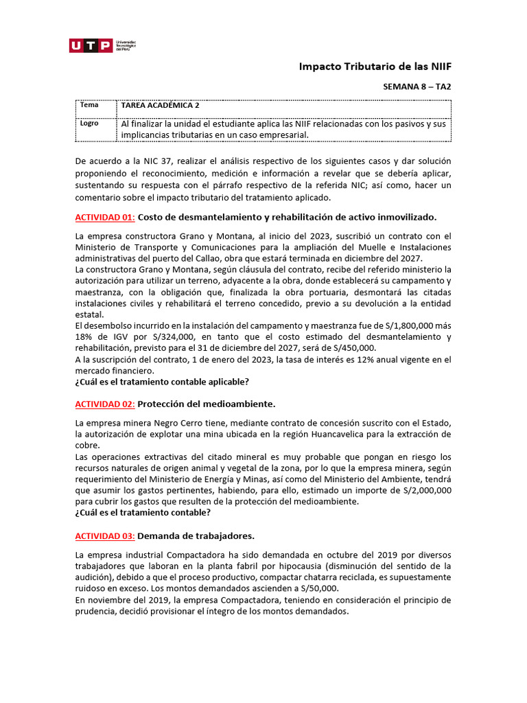 S08 - s1 - TA2 - Casos - Tarea Académica 2 - NOKPAK | PDF | normas internacionales de ...