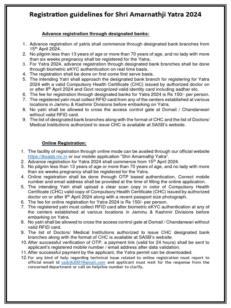 Guidelines For Advance Registration For Yatra 2024 V1.3 | PDF | Identity Document | Access Control