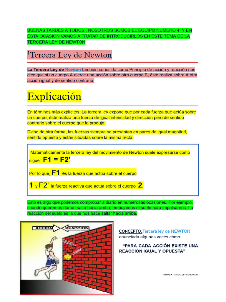 2.tercera Ley de Newton | PDF | Las leyes del movimiento de Newton | Fuerza