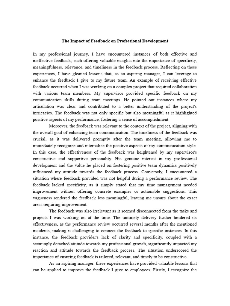 The Impact of Feedback on Professional Development-Learning BUs 2 | PDF | Performance Appraisal ...