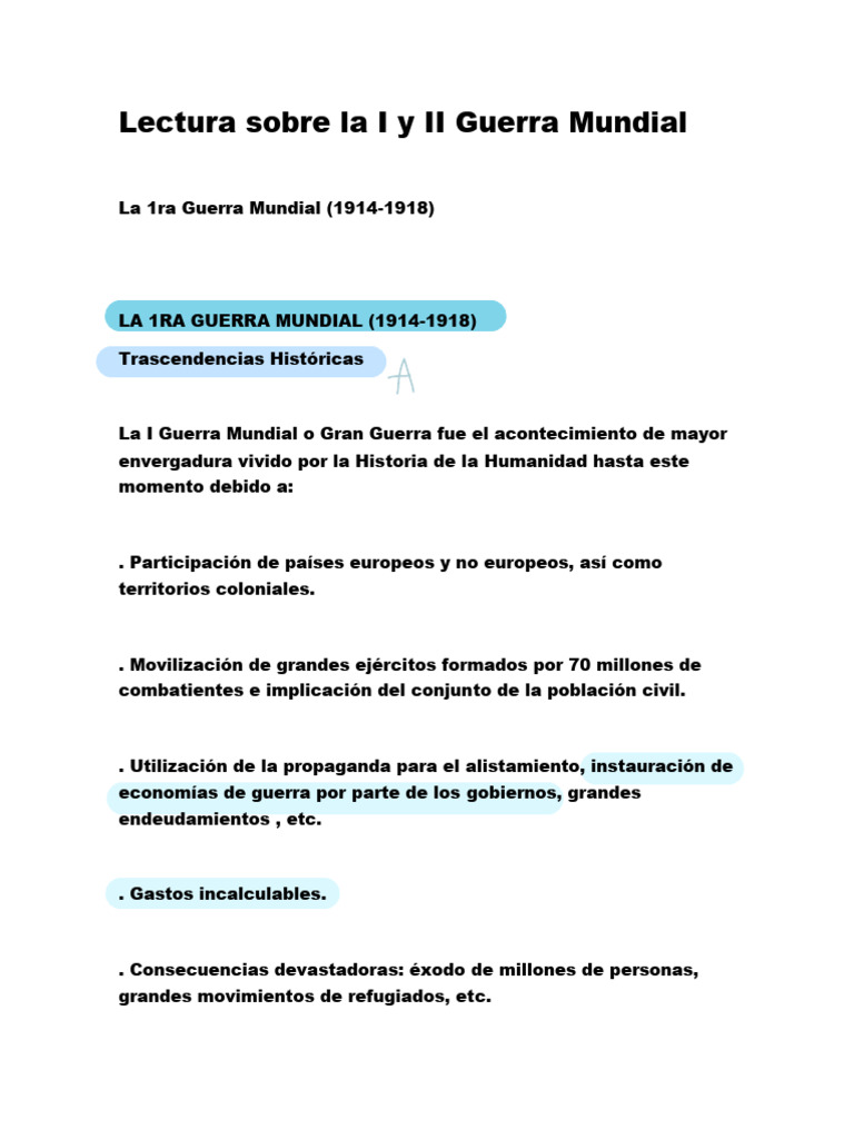 La Primera y Segunda Guerra Mundial | PDF | Segunda Guerra Mundial ...