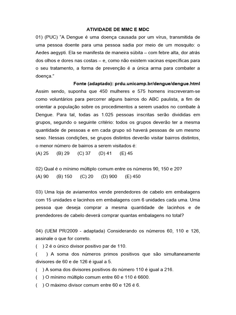 ATIVIDADE DE MMC E MDC | PDF