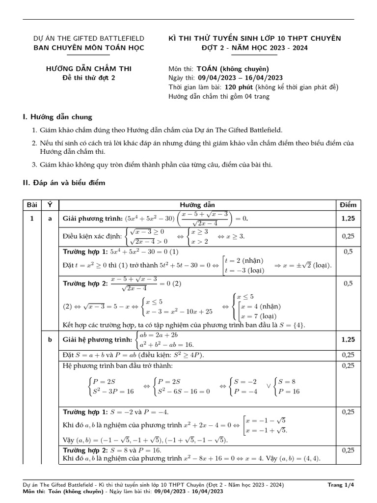 HDC Toán KC - Đ T 2 | PDF