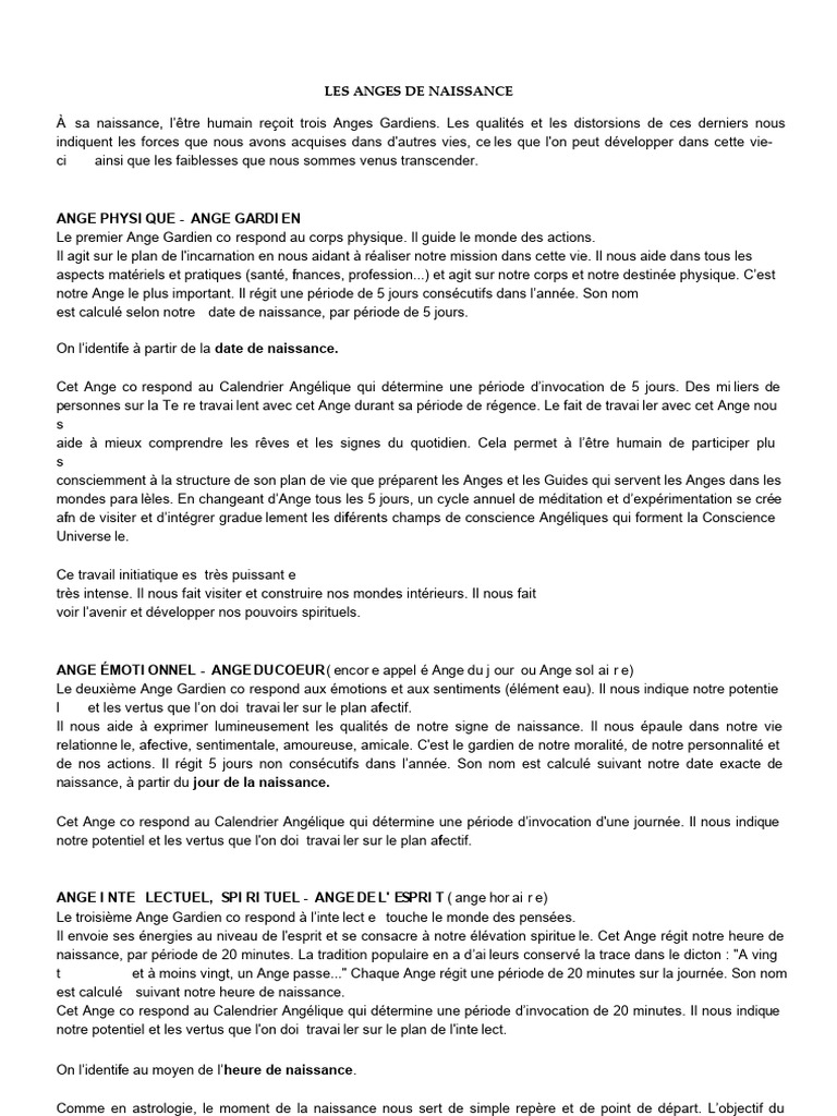 Les Anges de Naissance | PDF | Ange