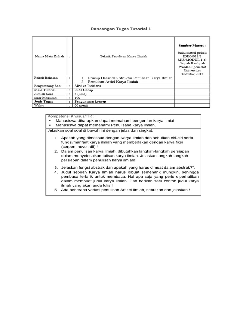 TT1 Penulisan Karya Ilmiah | PDF | Seni