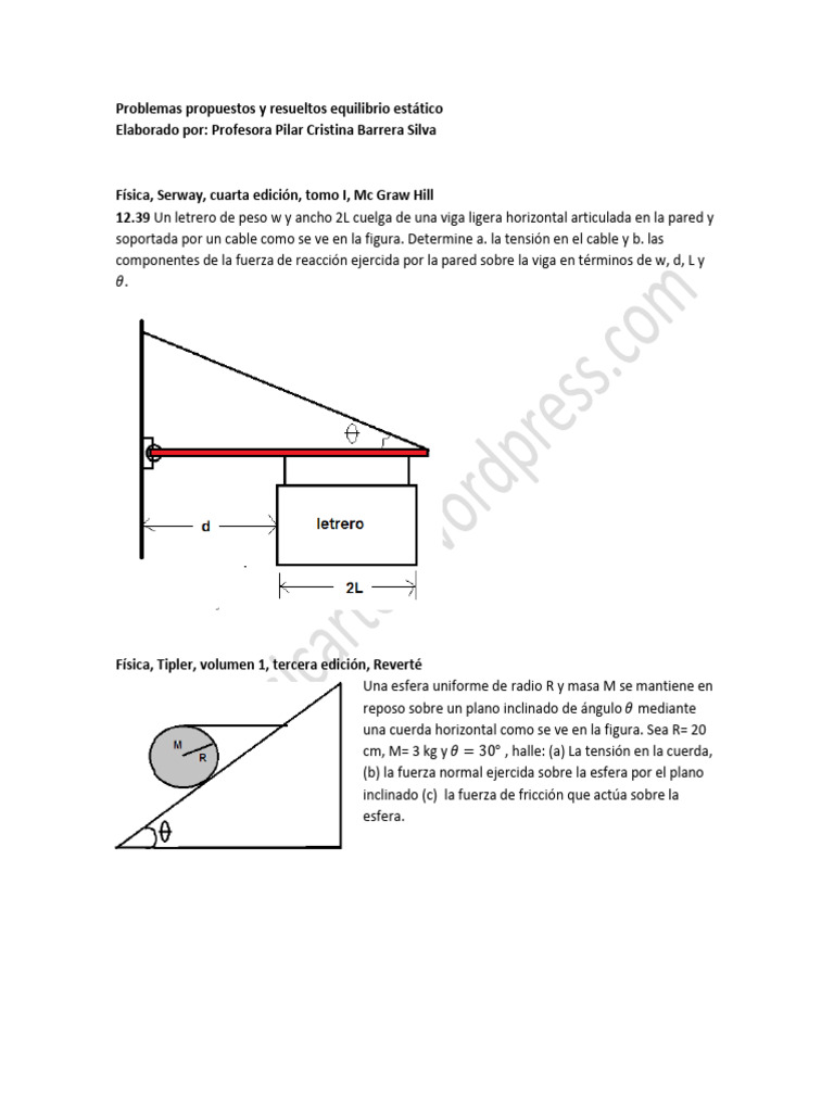 Problemas Propuestos y Resueltos Equilibrio Estc3a1tico1 | PDF | Estrés (Mecánica) | Fricción