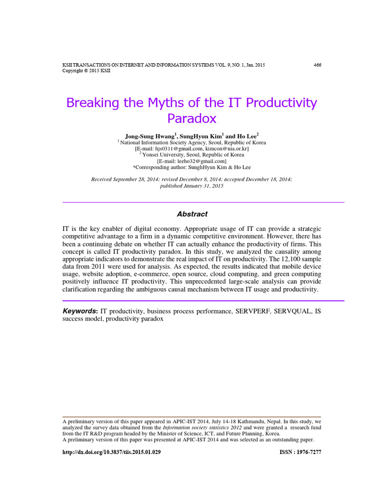 It Productivity Paradox 2015 | PDF | Survey Methodology | Internet