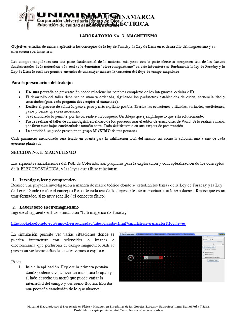 Laboratorio No. 3 - Magnetismo | PDF | Imán | Corriente eléctrica